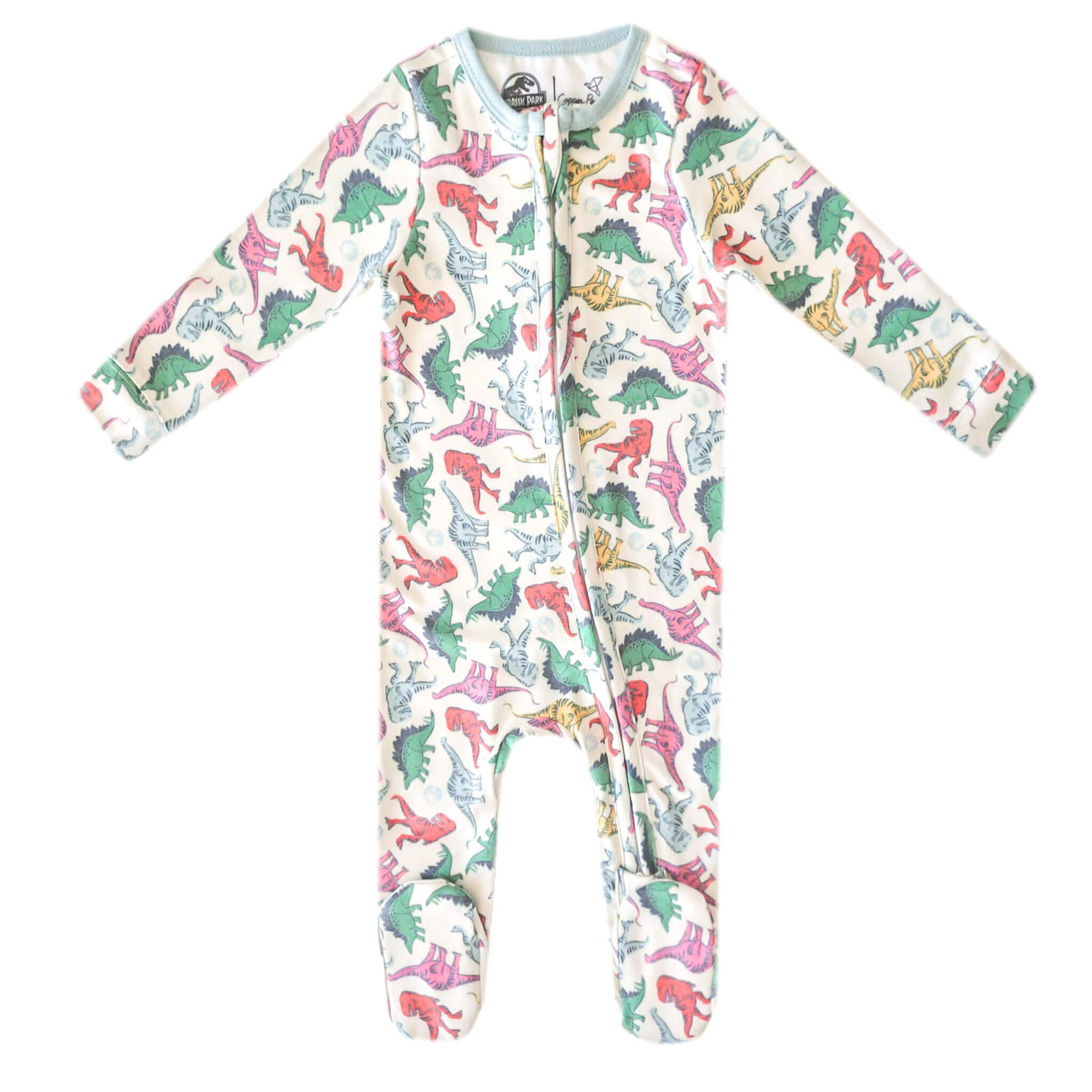 Zip-Up Footie Pajama - Dinosaurs of Jurassic Park – Copper Pearl