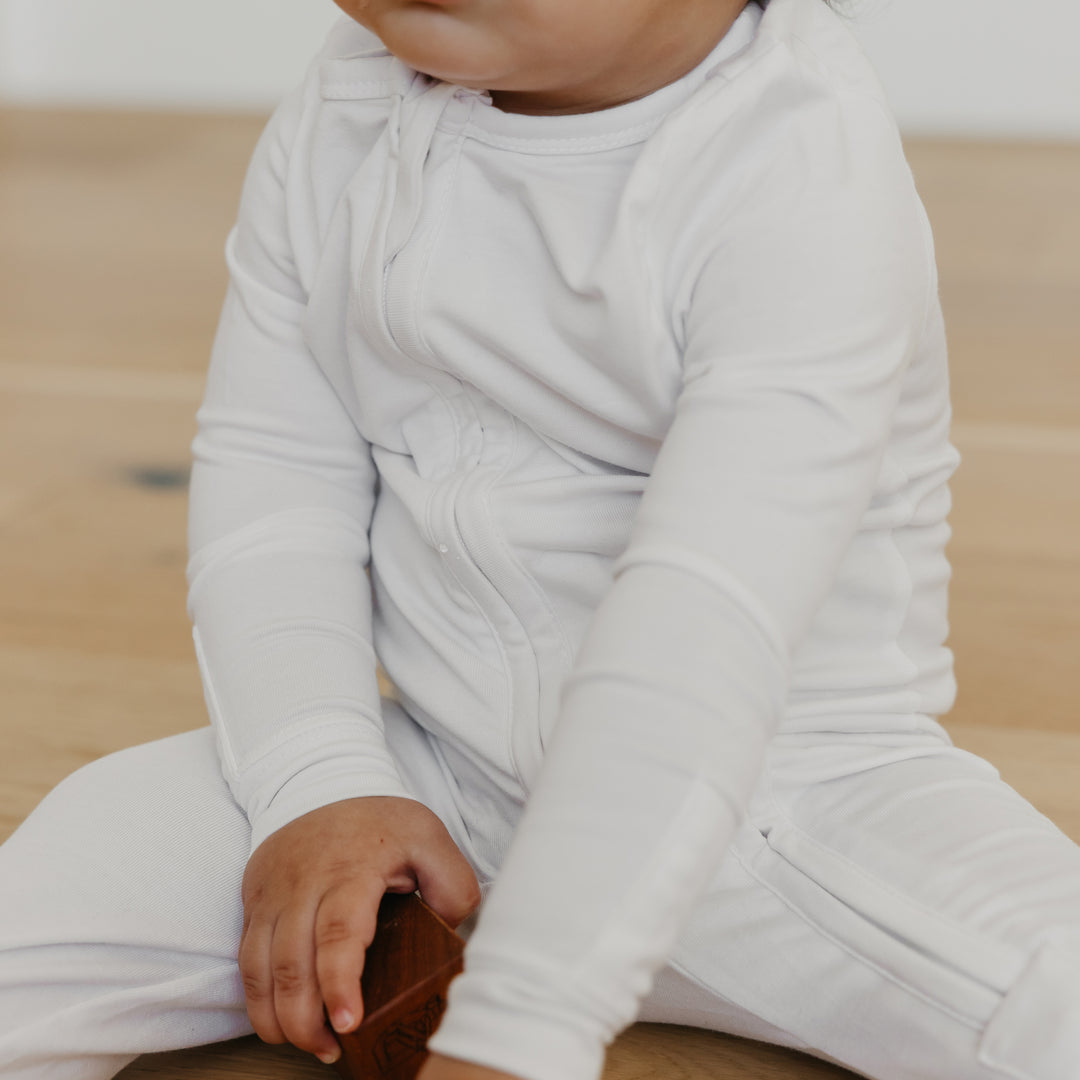 Zip-Up Footie Pajama - Dove – Copper Pearl